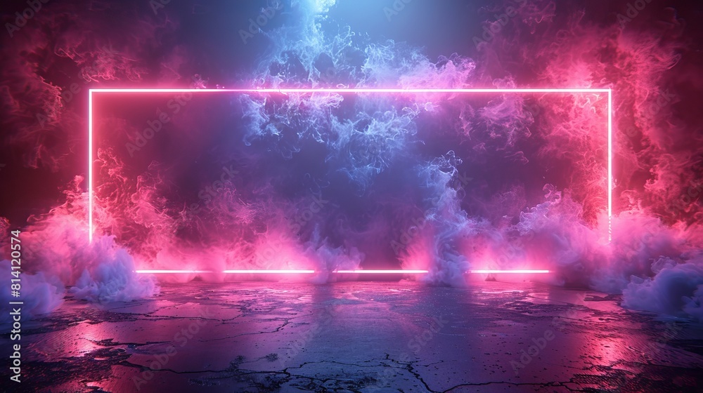 Frame with a two-tone neon color motion graphic on a black background ...