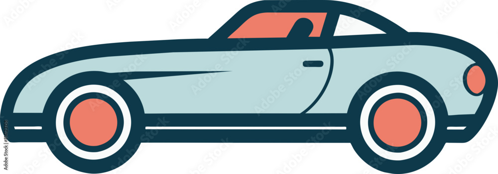 Vetor de Roadster Cartoon Car Icon Blue Teal and Black Outlined, Sports ...