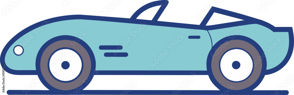 Vetor de Roadster Cartoon Car Icon Blue Teal and Black Outlined, Sports ...