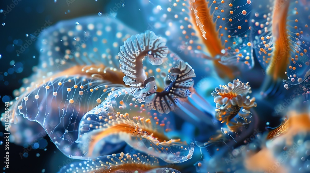 An alien flower captured in stunning detail. The petals are a vibrant ...