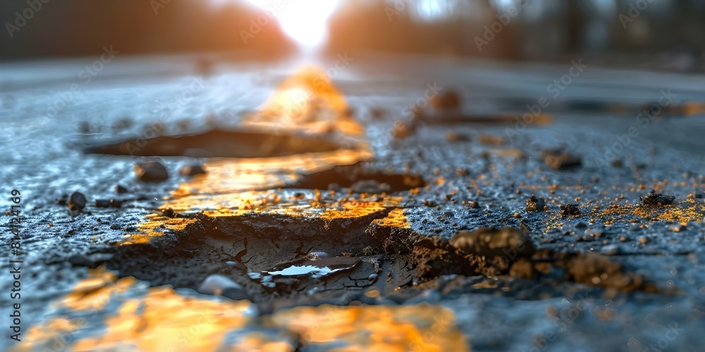 Navigating a road with potholes and deteriorating asphalt surface ...