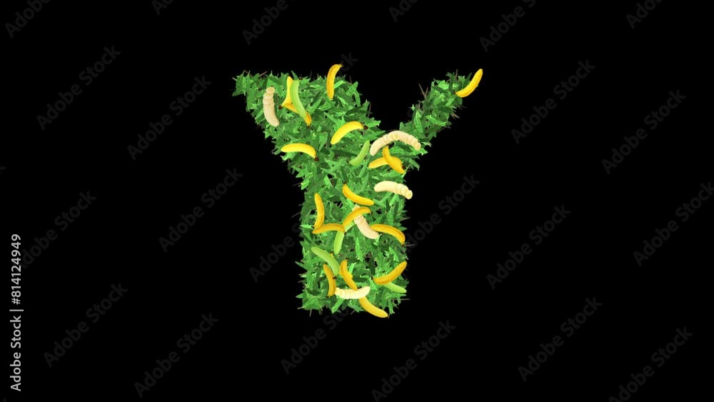 Botanical Alphabet Typography: Letter 'Y' in Banana with leaves and ...