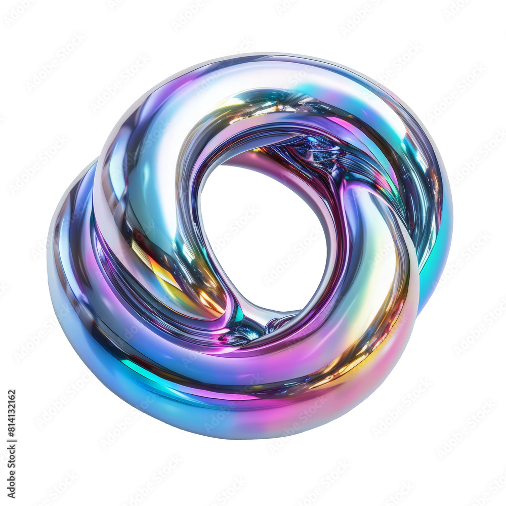 3D render of abstract holographic object with iridescent colors ...