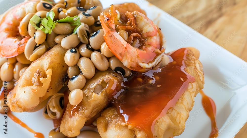 Acarajé, a deep-fried fritter made from black-eyed peas and filled with ...