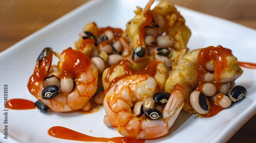 Acarajé, a deep-fried fritter made from black-eyed peas and filled with ...