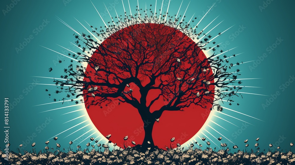 A small seed planted on a map of the world sprouting into a strong tree ...