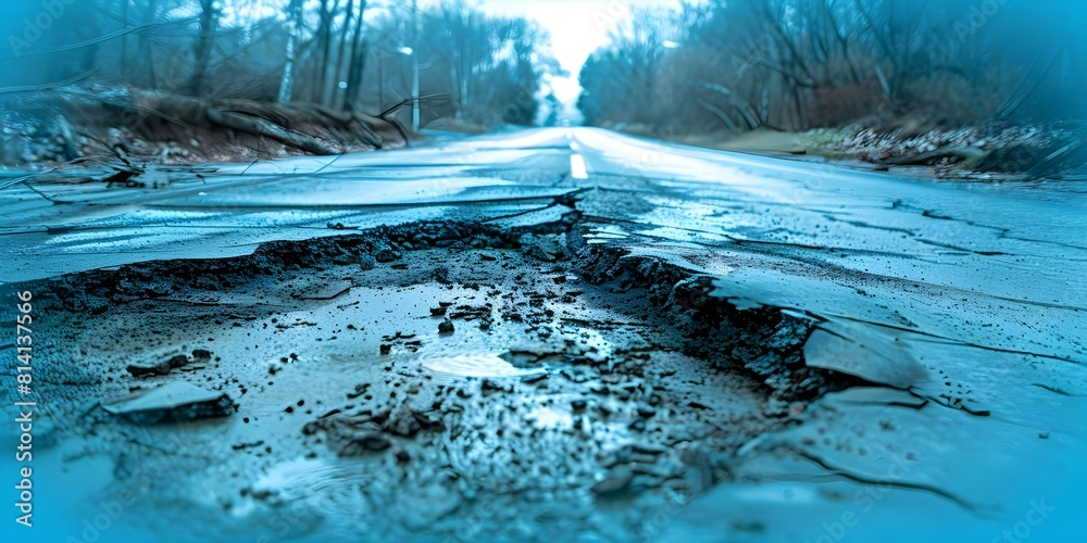 Impact of natural disasters on urban infrastructure: Damaged asphalt ...
