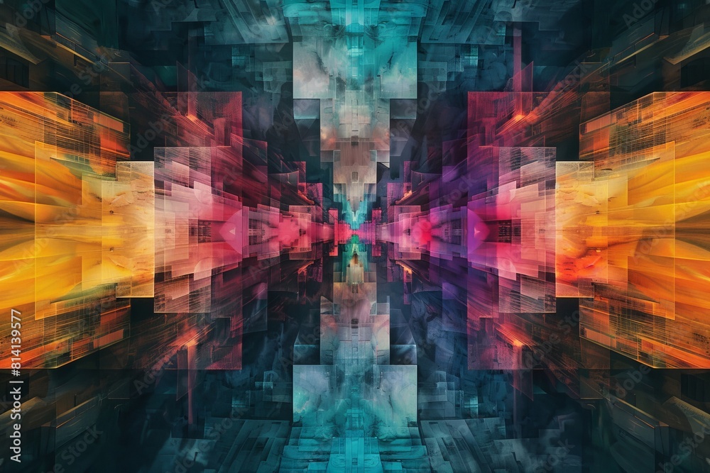 Colorful abstract 3d background with symmetrical patterns for textures ...