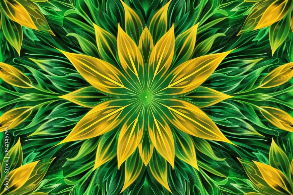 Abstract yellow and green design - digital artwork illustration Stock ...
