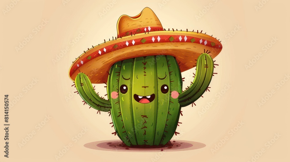 cartoon illustration of a cute Cactus character smiling cheerfully ...