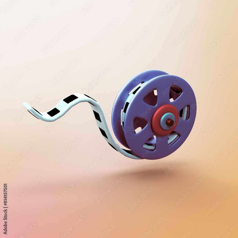 Film strip movie wheel - stylized 3d CGI icon object, Not gen Ai Stock ...
