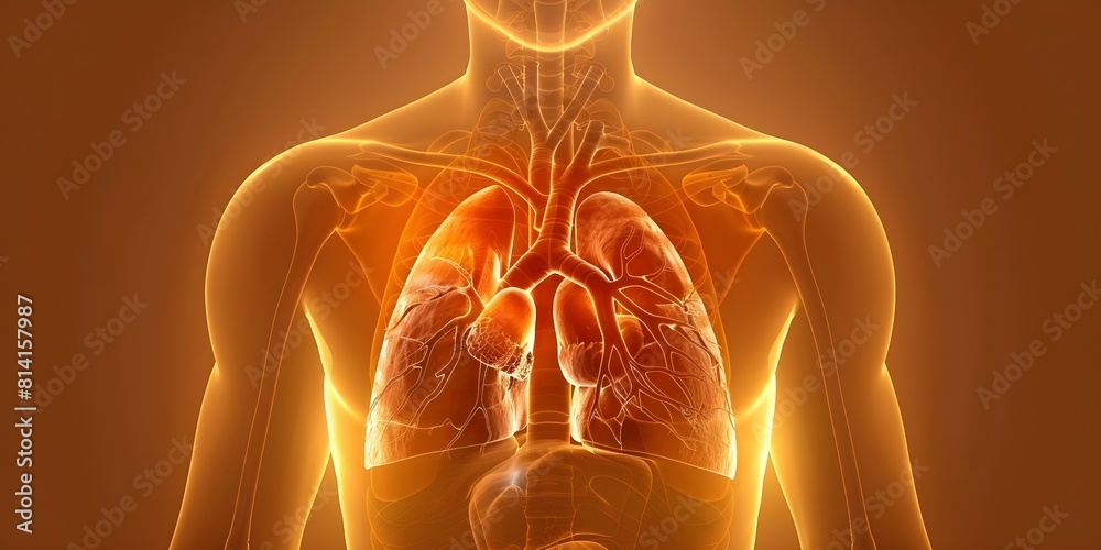Educational diagram highlighting heart and lungs in human torso for ...