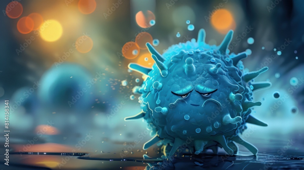 fantasy blue virus character with sad face meme Stock Illustration ...