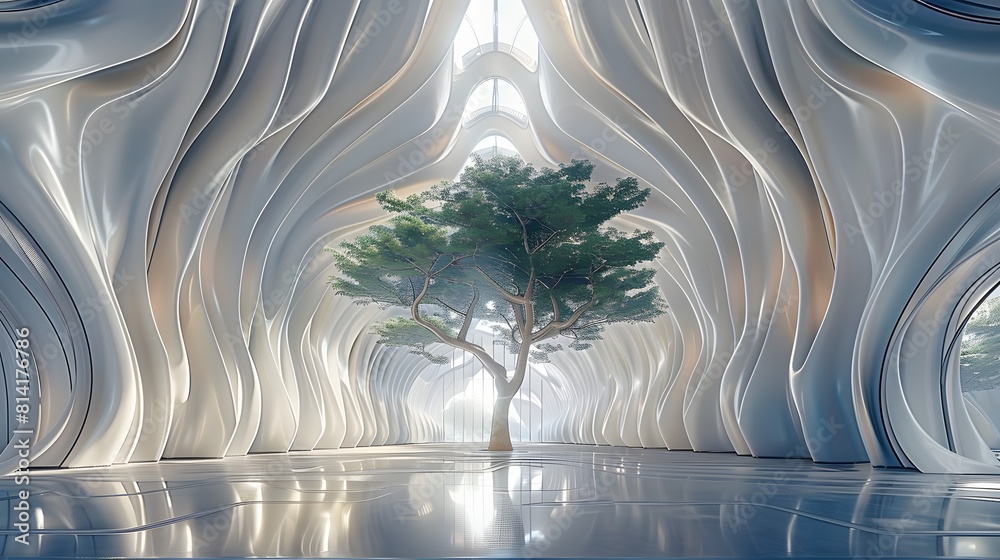 An symmetrical and exquisite hall with an oversized organic parametric ...