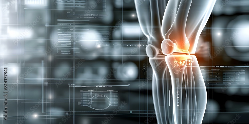 Visualization of human knee with medical screens and meniscus in the ...