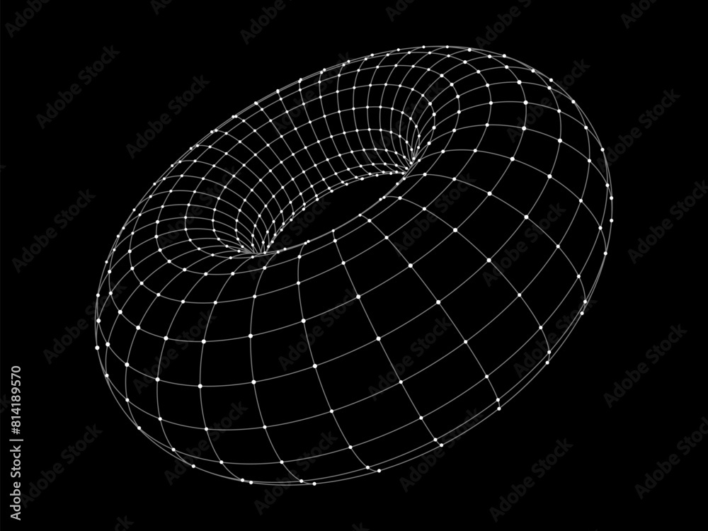 3D Torus model. Abstract Wireframe Grid. Low Poly Shape. Polygonal ...