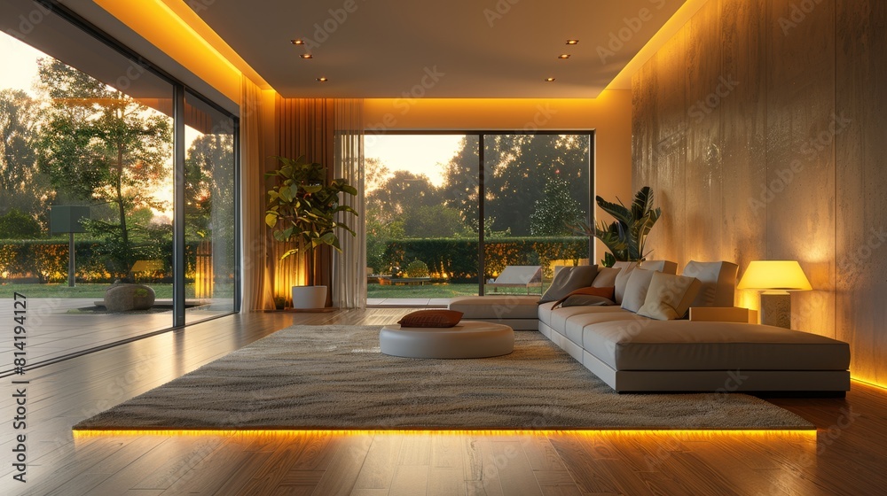 modern home lighting concept with warm white led floor lamps and smart ...