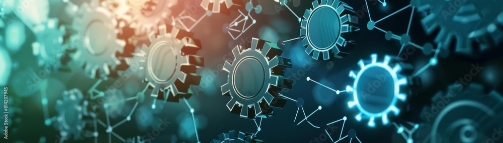 A stylized graphic of interconnected cogs, each labeled with different ...