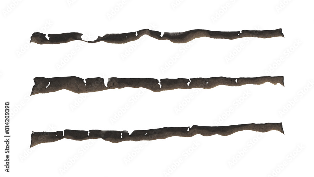 Isolated burned paper edges, set of linears stripes png burnt shapes in ...