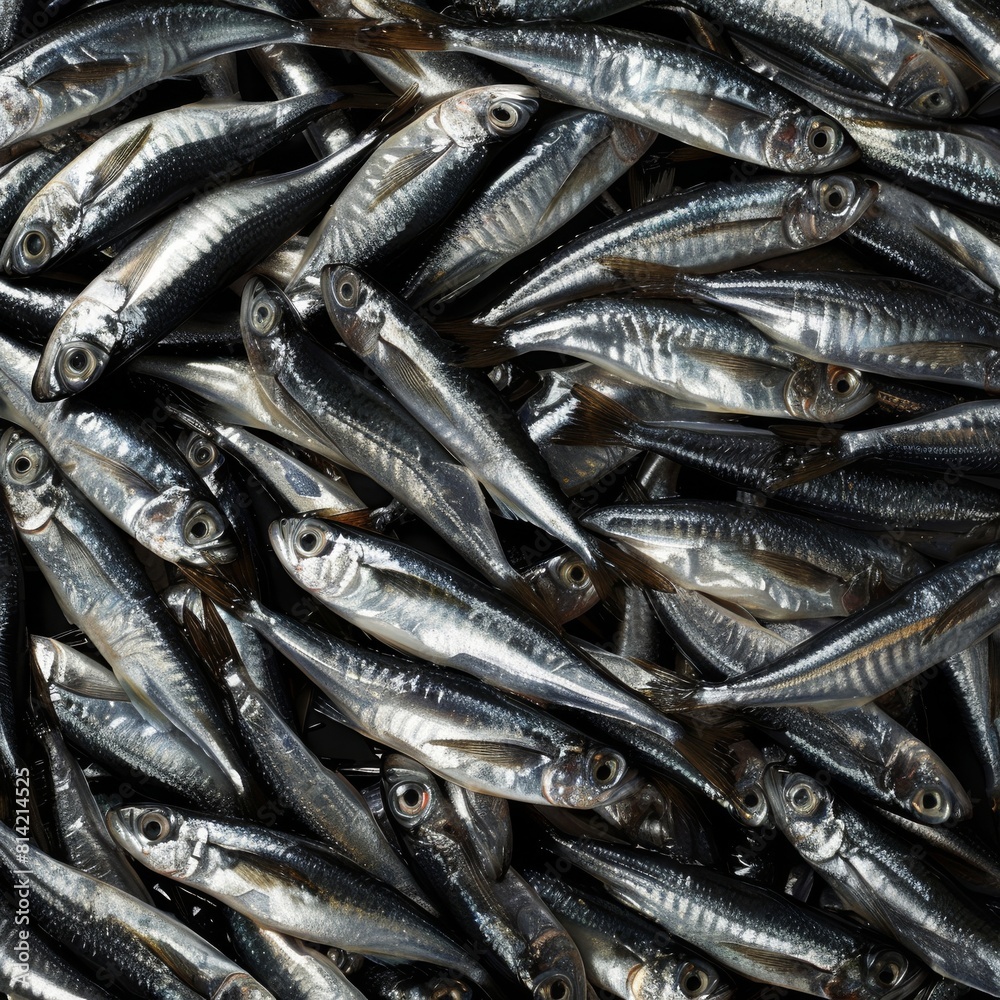 Large load of anchovy thrown on a big pile as they are being sold on ...