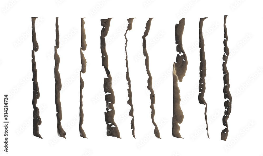 Isolated burned paper edges, linears stripes png burnt shapes in ...