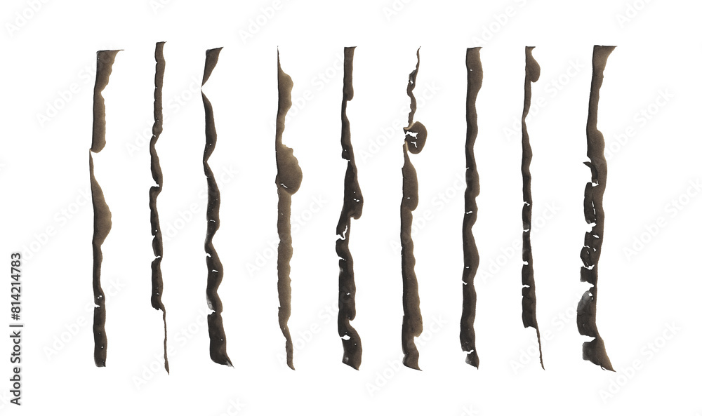 Isolated burned paper edges, linears stripes png burnt shapes in ...