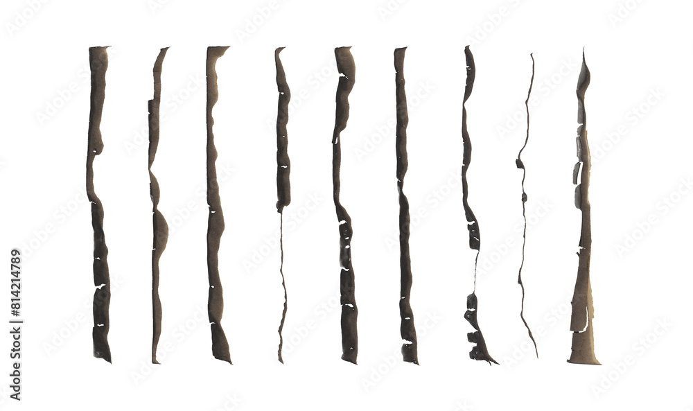 Isolated burned paper edges, linears stripes png burnt shapes in ...