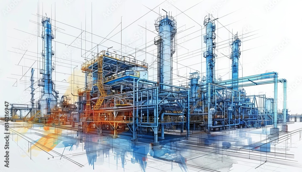 Sketch a digital twin of an oil refinery, integrating realtime data to ...