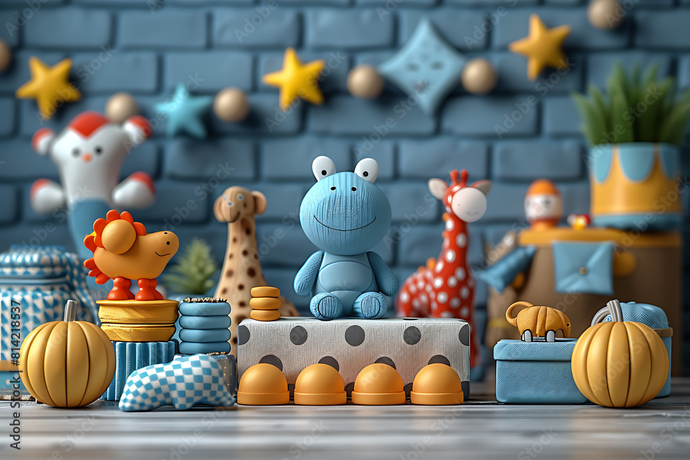 a collection of colorful toys arranged artfully, inviting exploration ...