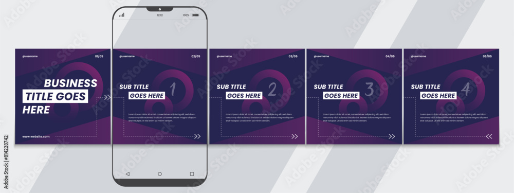 Set of LinkedIn carousel post, social media Instagram carousel post ...