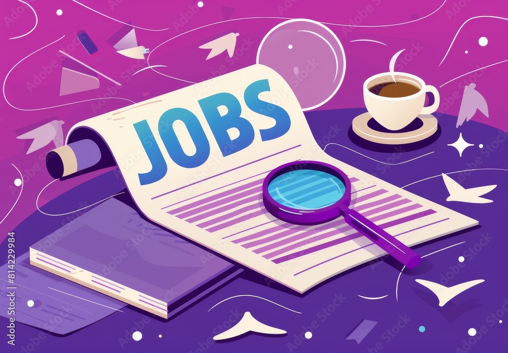 Flat vector illustration of an online job ad on a newspaper with a ...