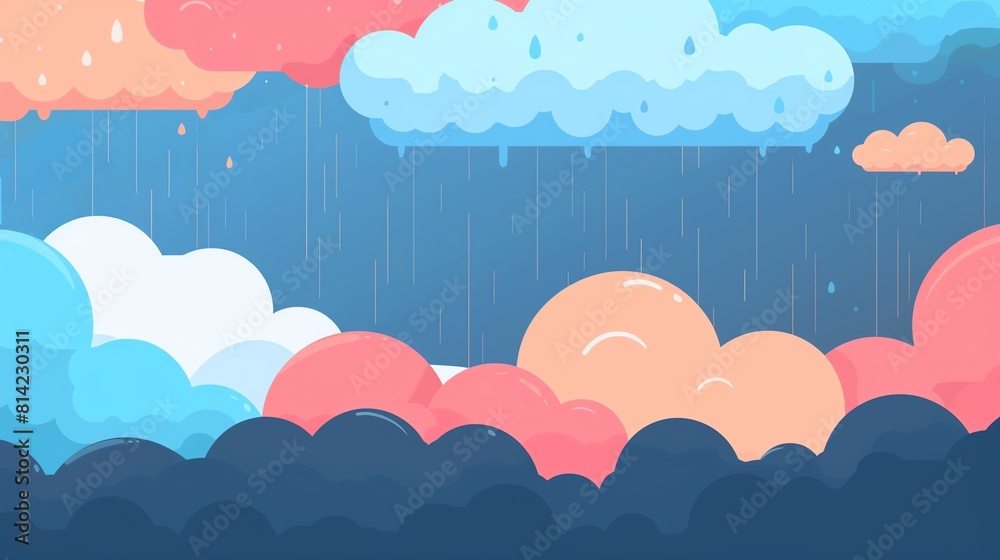 Rainclouds flat design side view, rainy day theme, animation ...