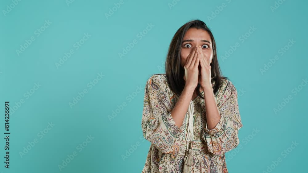 Anxious indian woman covering face with palms, worried about future ...
