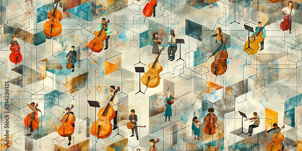 Design a mesmerizing top-down view of a diverse group of people playing ...