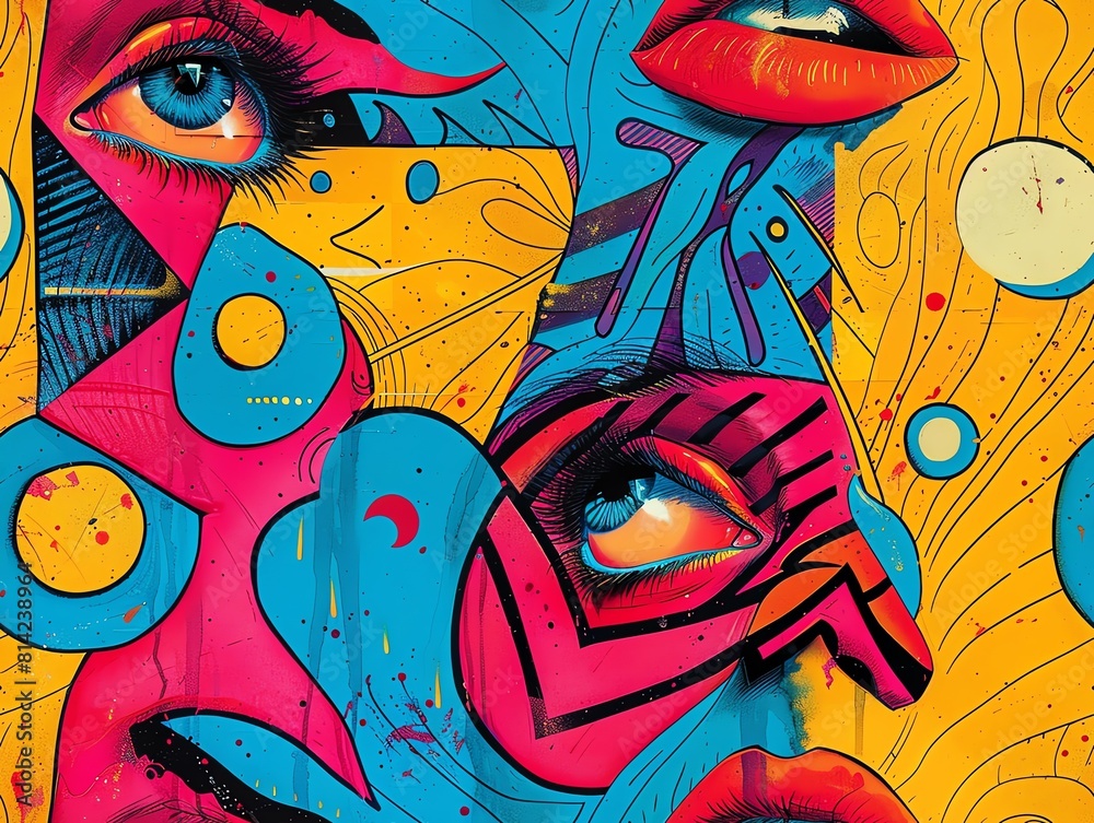 Merge the bold colors of Pop Art with the concept of Jungian archetypes ...