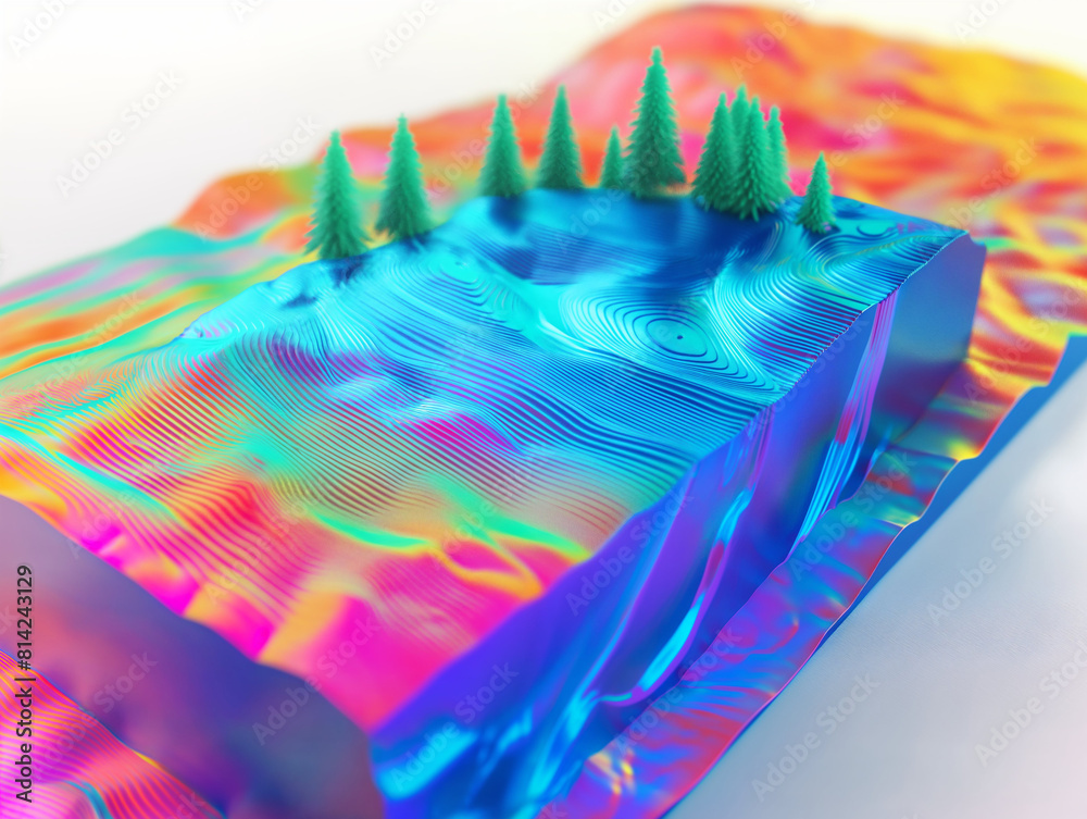 Iridescent heat map topography digital transformation concept ...