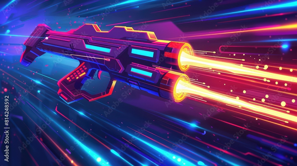 Vibrant Illustration of Futuristic Laser Blasters and Raygun Pistols ...
