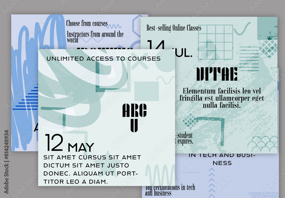 Social Media Square Post Layout Simple Geometric Shapes and Scribbles ...