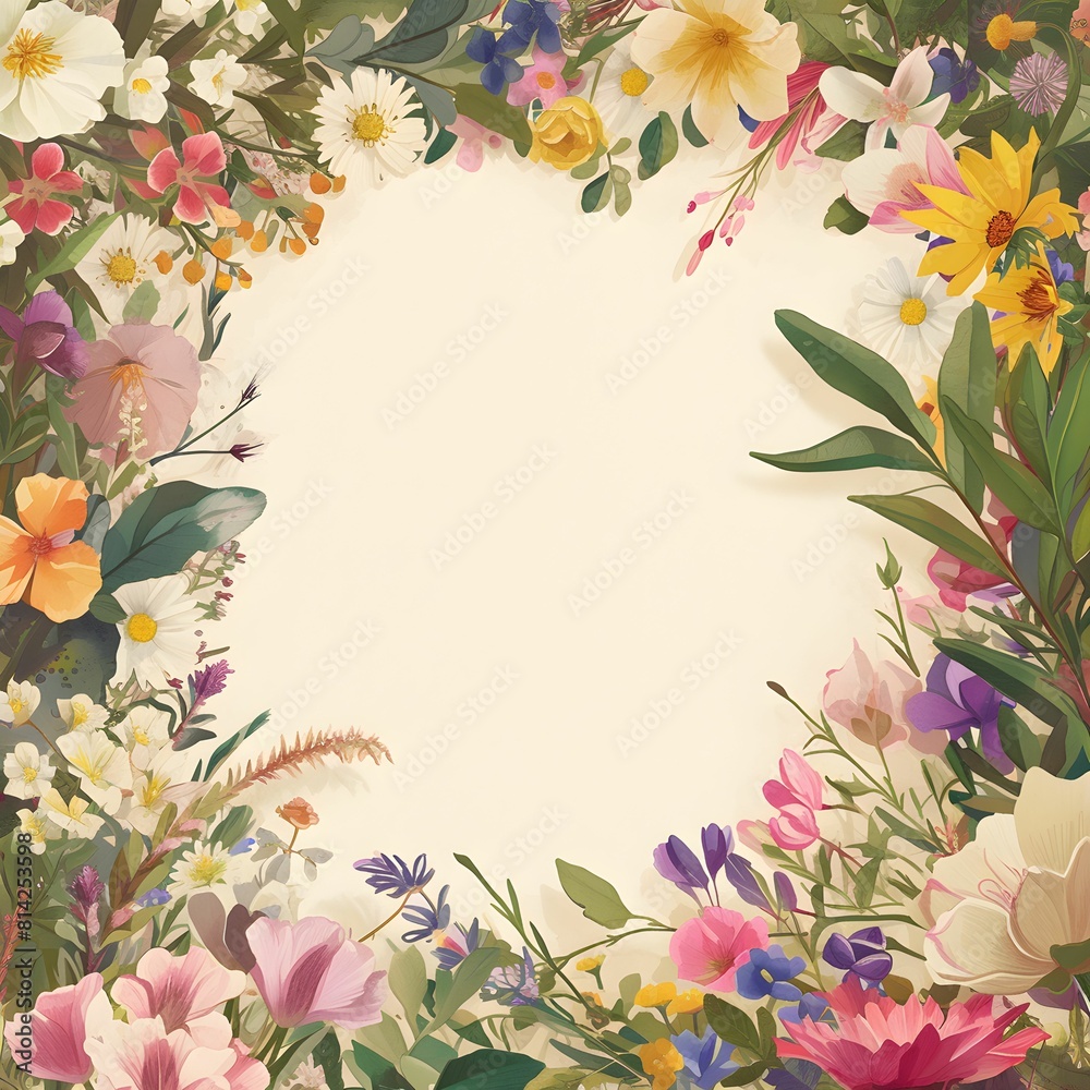 Colorful flower background. Frame with colorful flowers. Simple flower ...