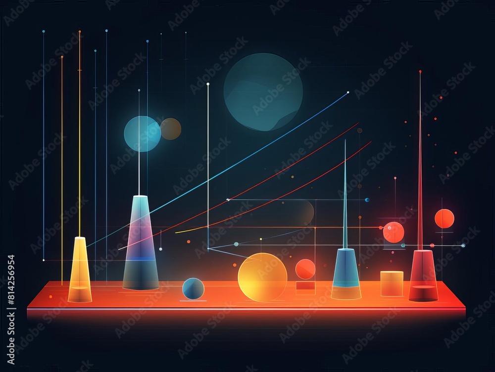 Quantum optics flat design side view Light study theme cartoon drawing ...