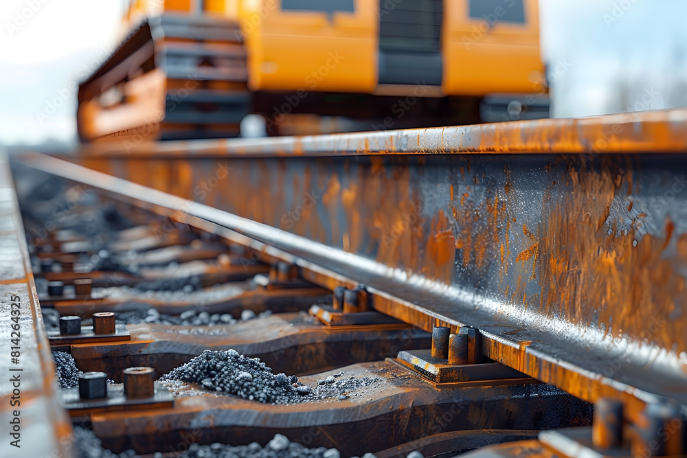 Rusty Steel Beams Laid on Weathered Railway Tracks in Industrial ...