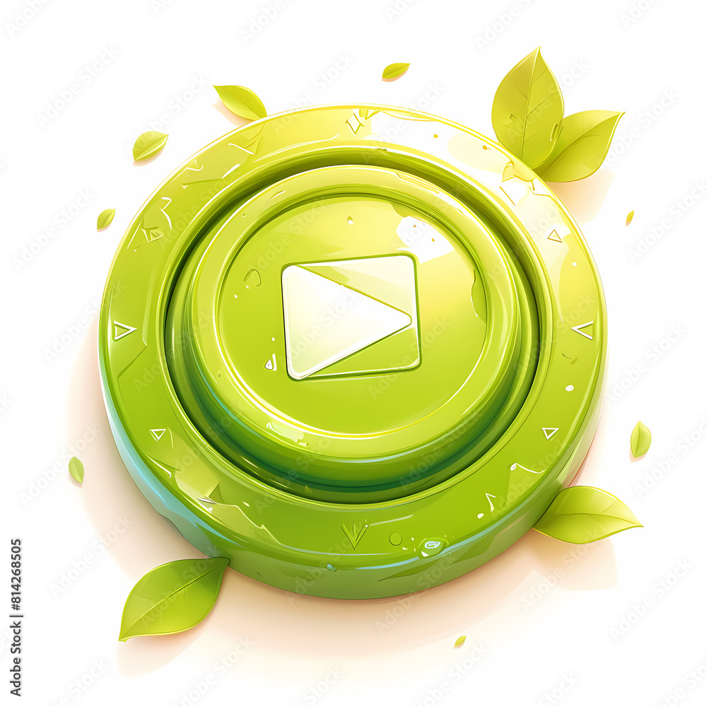 Illustrated Vibrant Green YouTube Play Button with Eco-Friendly Design ...