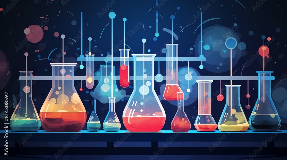 Science lab flat design top view experiment day animation Tetradic ...