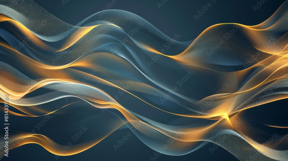 Abstract Blue and Gold Wave Lines Background with Copy Space Stock ...