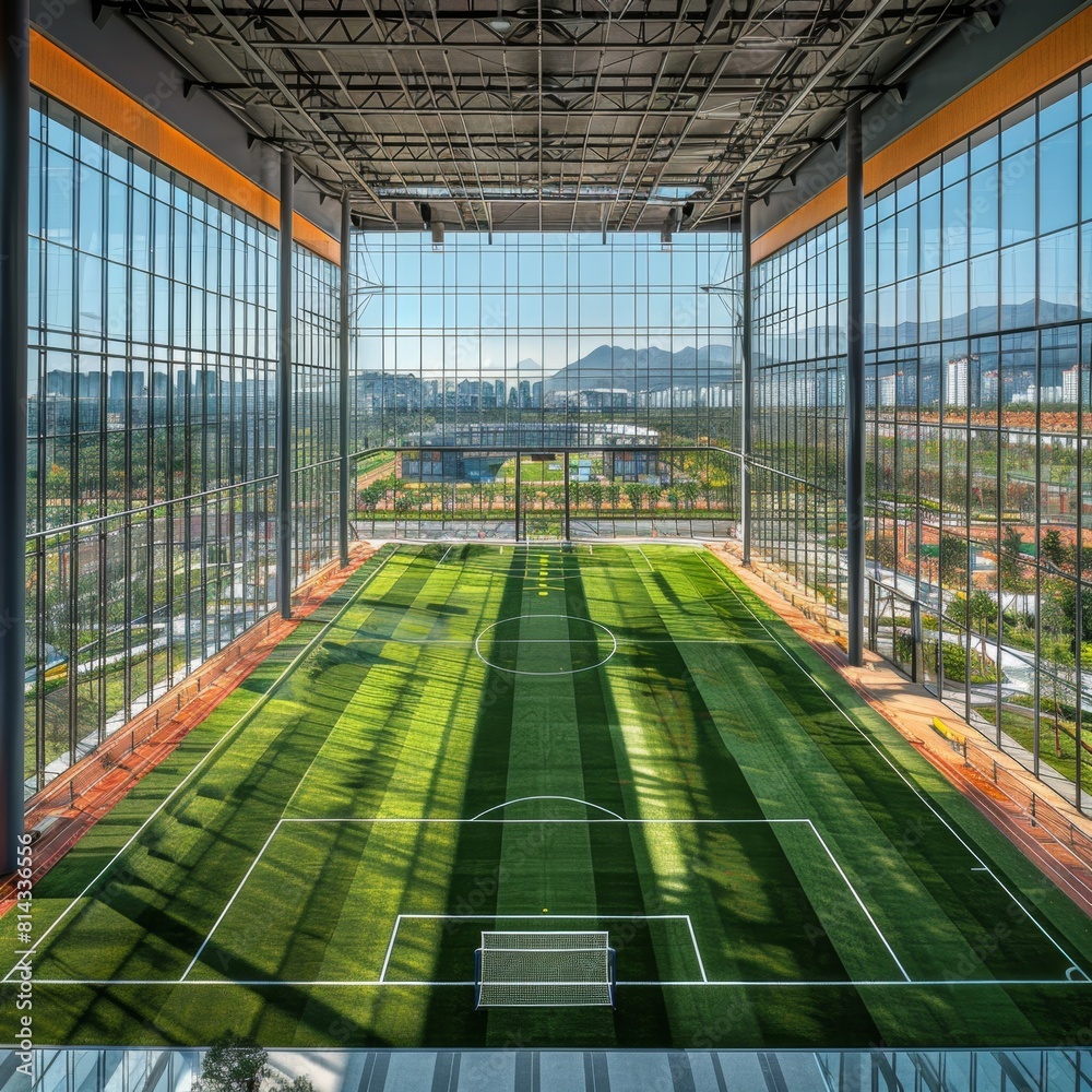 An Overhead Shot Of The Newly Built Indoor Large Scale Dynamic Youthful Creative Football