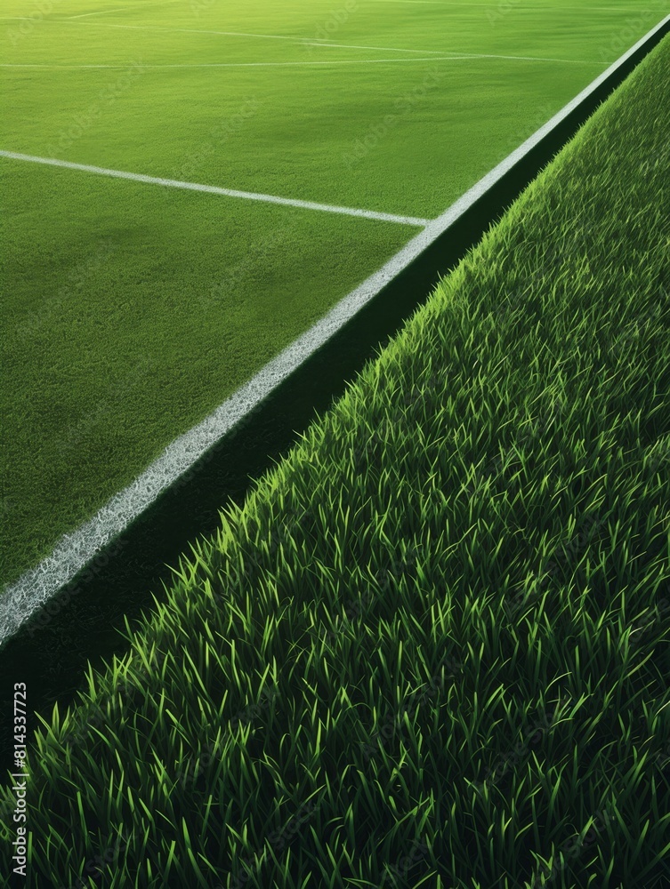 Close-up of artificial turf, grass track and field track on soccer ...