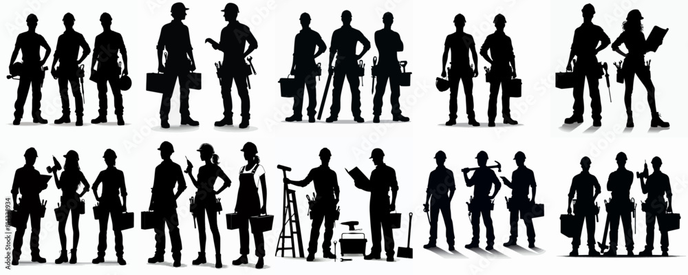 contractor silhouette vector set illustration Stock Vector | Adobe Stock