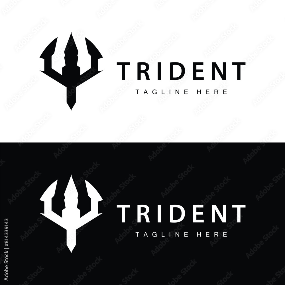Trident logo design spear weapon vector sea king poseidon neptune ...