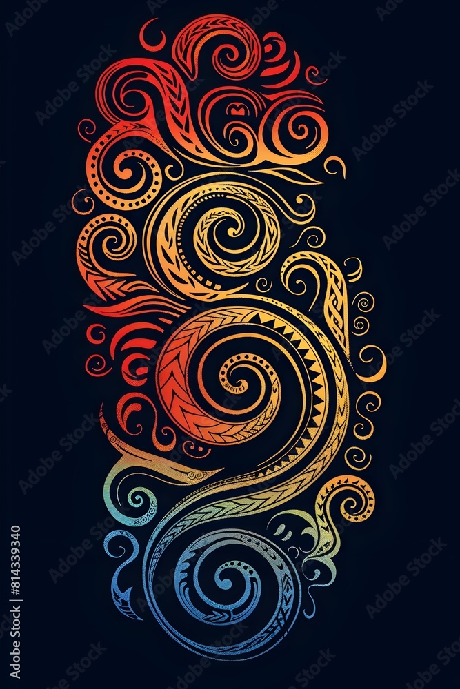 Maori Inspired Tribal Tattoo Design with Intricate Spiral Motifs and ...