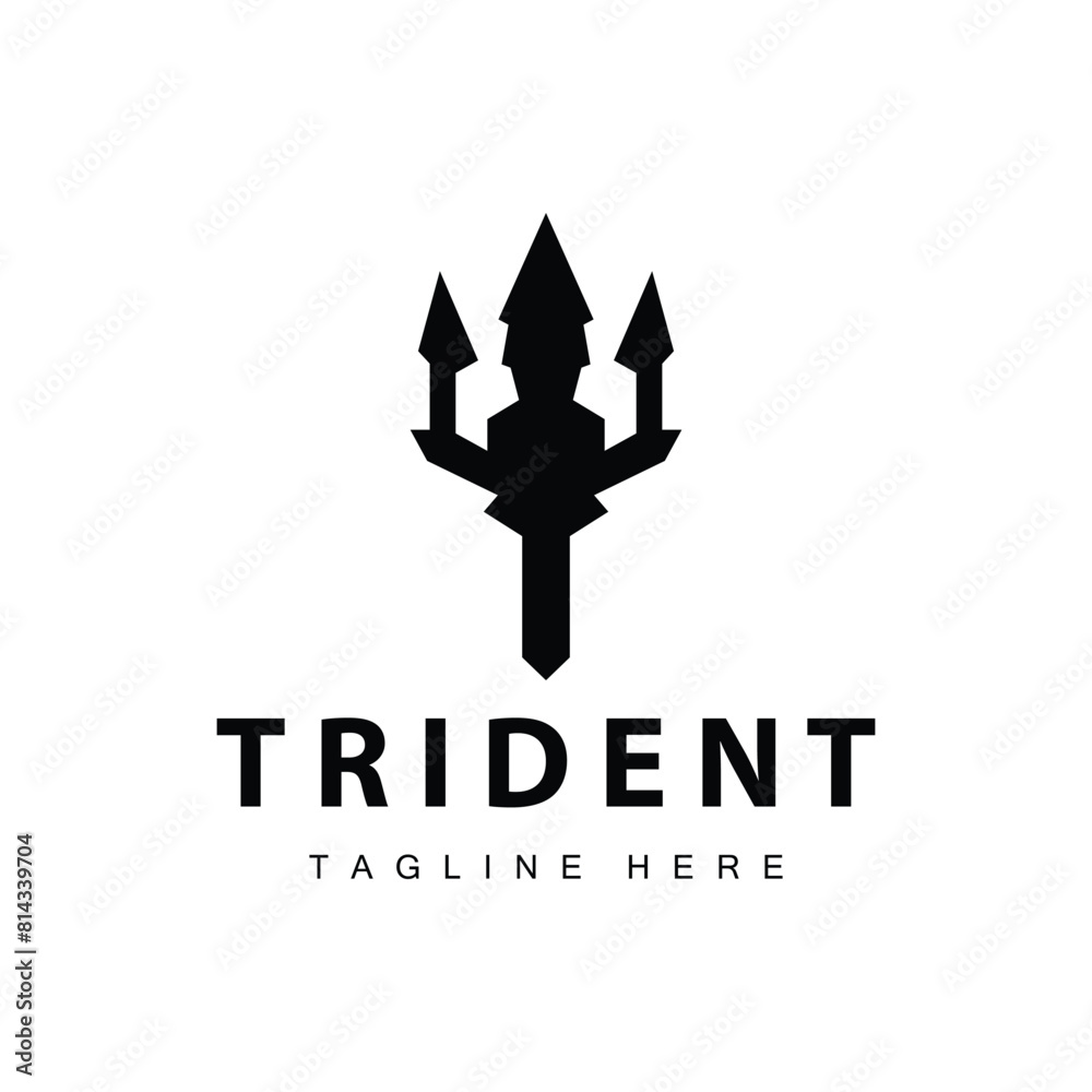 Trident logo design spear weapon vector sea king poseidon neptune ...